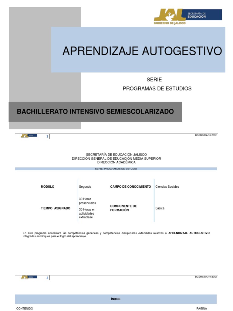 Aprendizaje Autogestivo | PDF | Aprendizaje | Plan de estudios