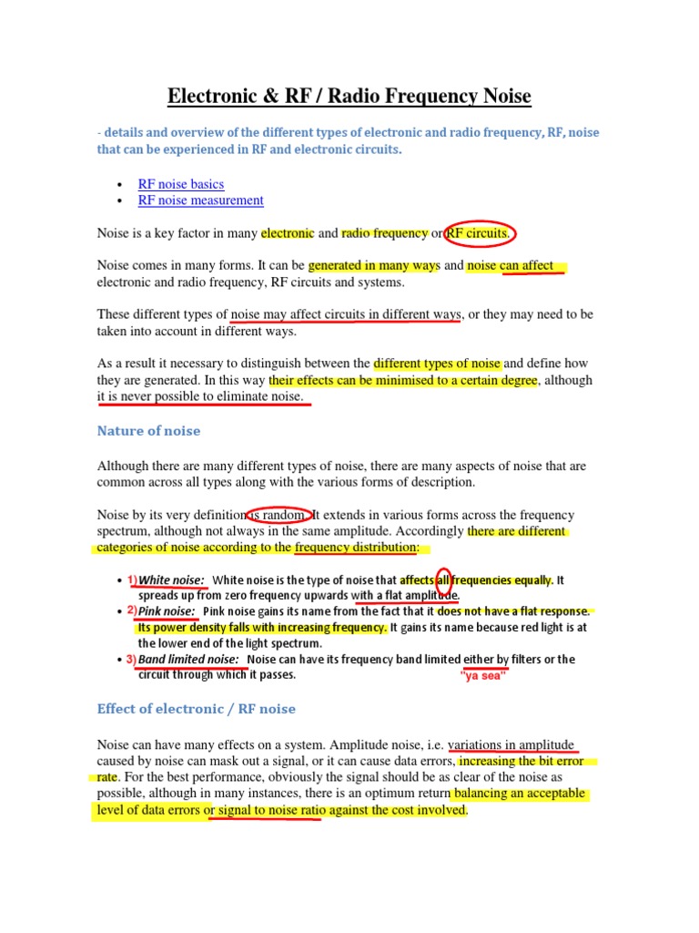RF Noise Basics and Noise Measurement | PDF | Radio Frequency | Electronics