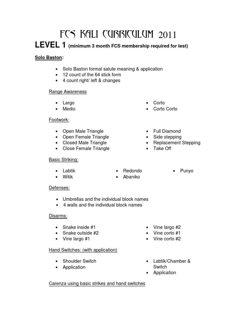 FCS Kali Curriculum Overview 2011 | PDF