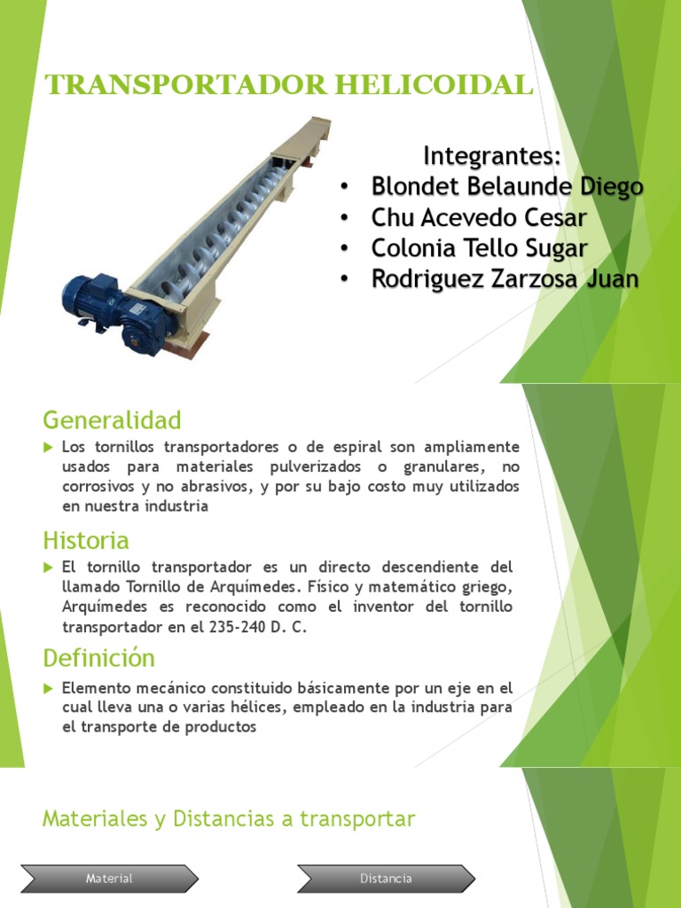 Transportador Helicoidal | PDF | Acero | Tornillo