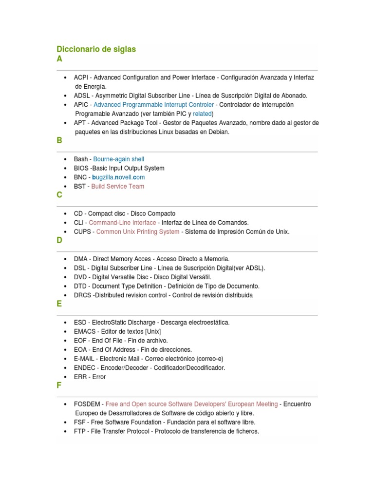 Diccionario de Siglas | PDF | Distribución de Linux | Archivo de ...