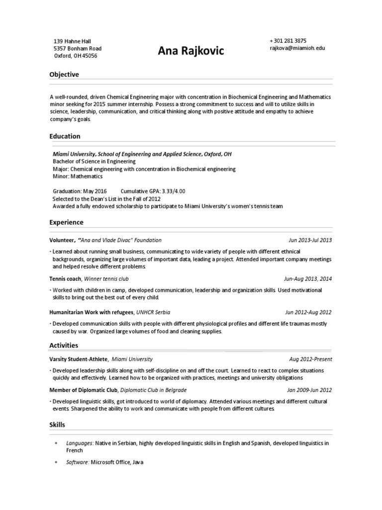 Ana Rajkovic Resume | PDF