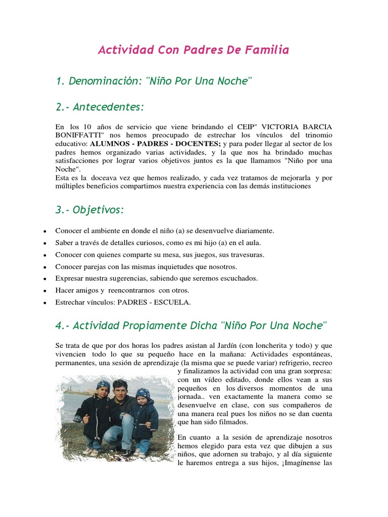 Actividad Con Padres de Familia | PDF | Jardín de infancia | Aprendizaje