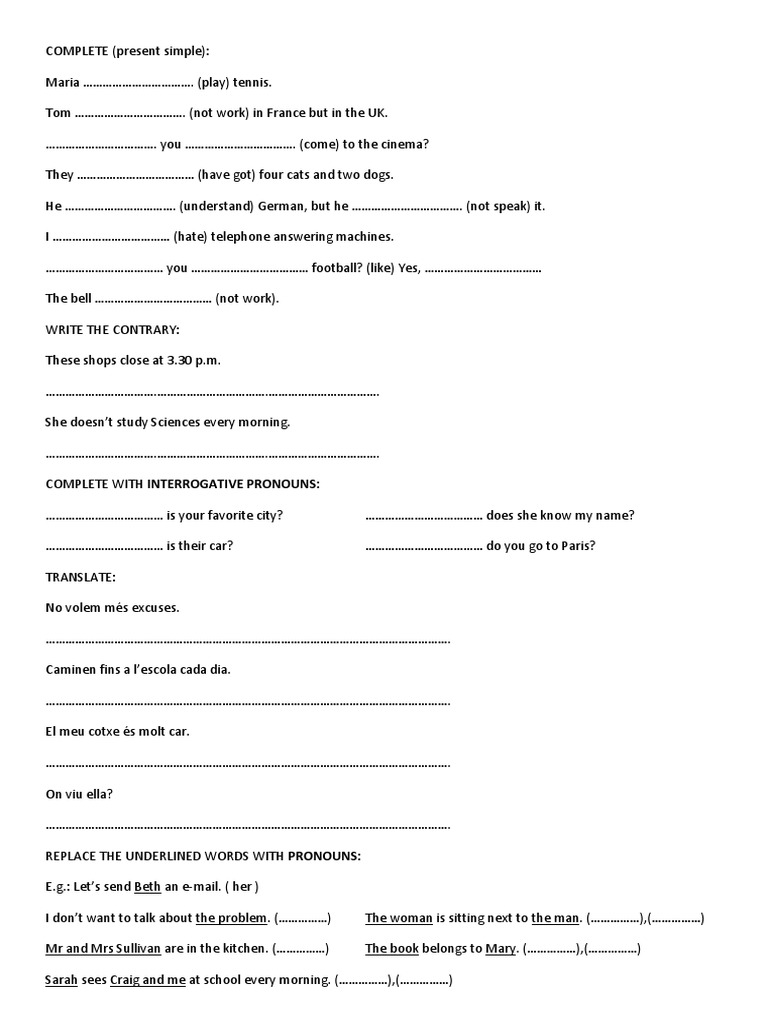 English Grammar Exercises | PDF