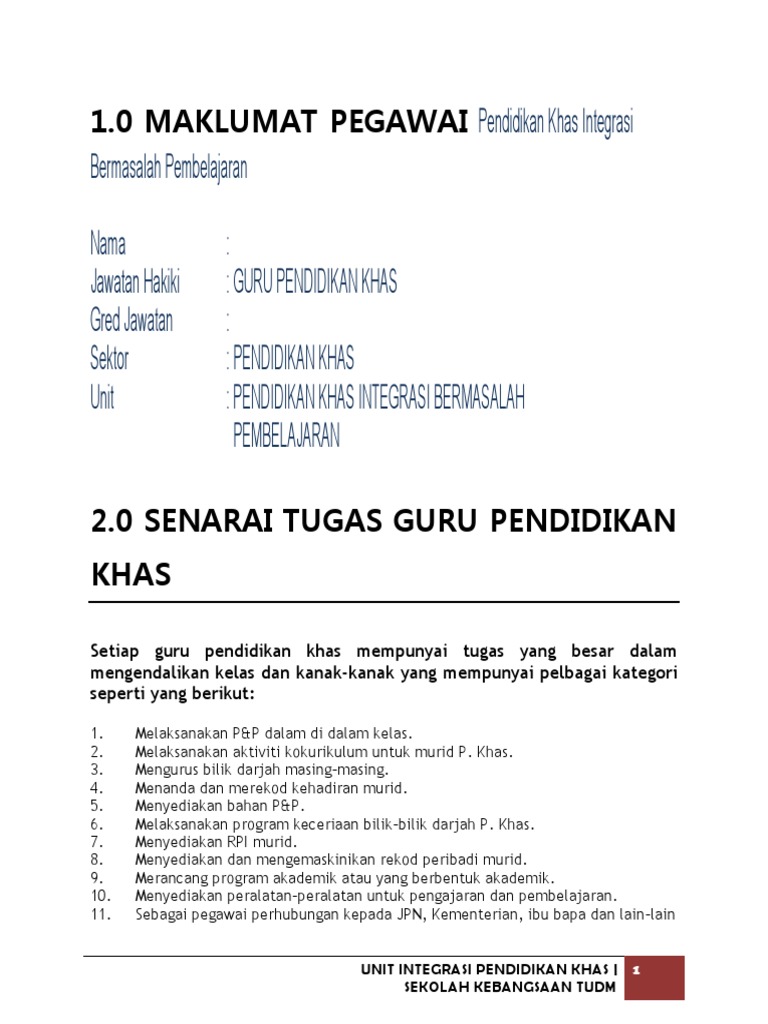 Fail Meja Kelas Pendidikan Khas | PDF