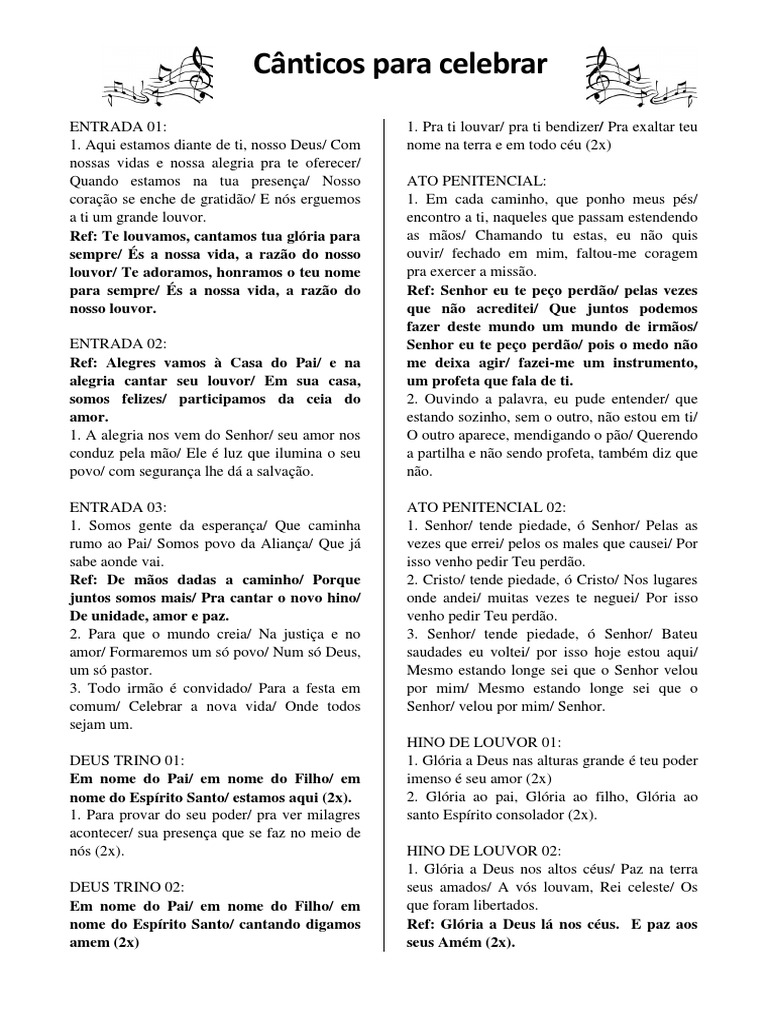 Cânticos para Celebrar | PDF | Eucaristia | Missa (liturgia)