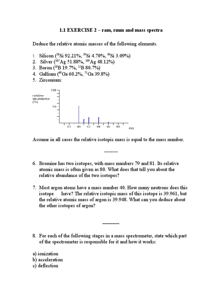 1.1 Exercise 2 - Ram, RMM and Mass Spectra. MASS SPECTROMETRY | PDF