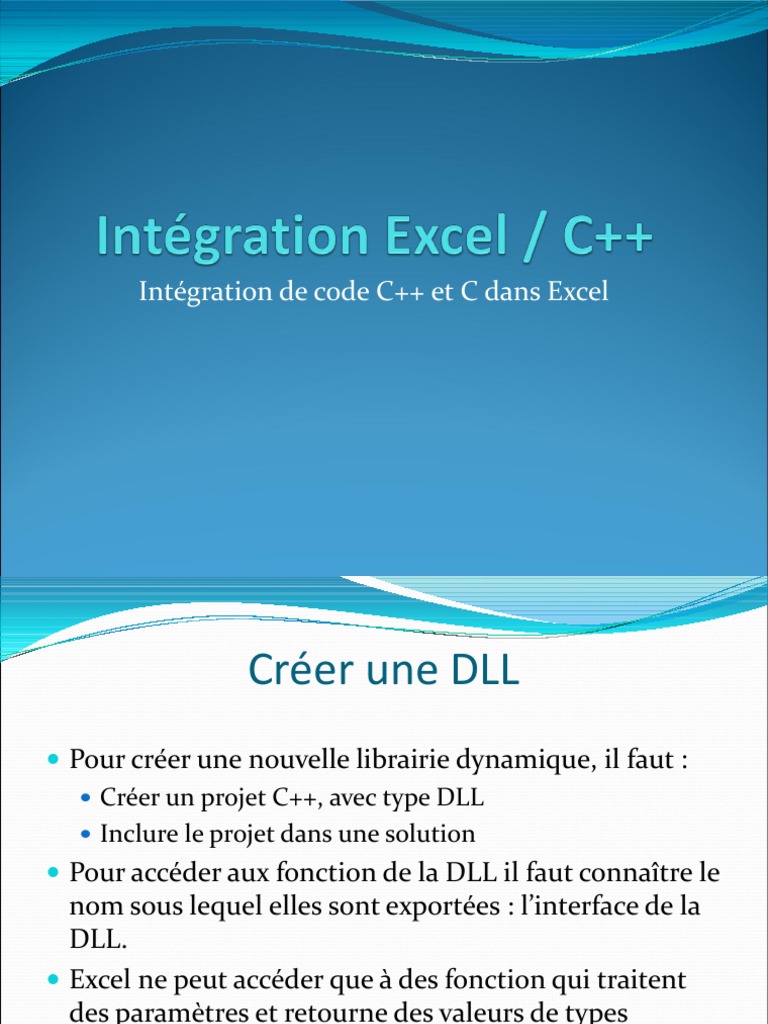 Intégration C++ dans Excel avec VBA | PDF | C ++ | Bibliothèque logicielle