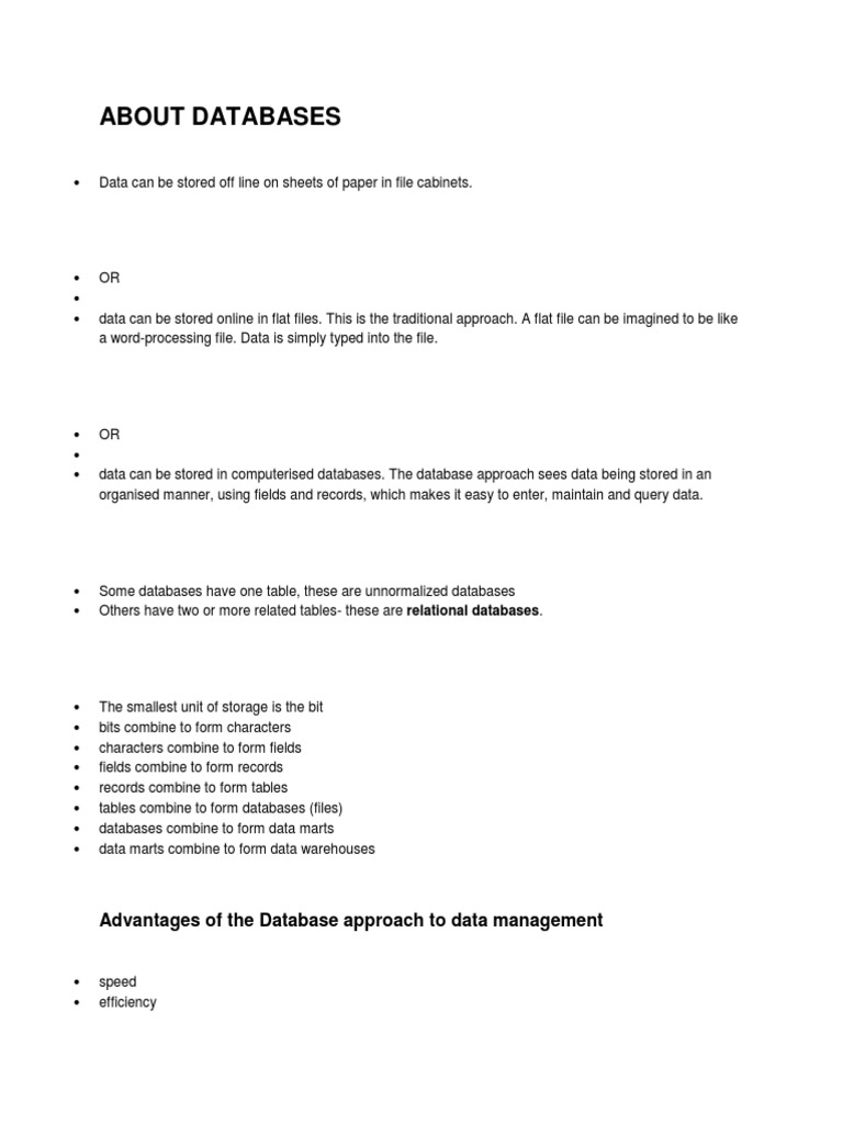 About Databases: Advantages of The Database Approach To Data Management | Download Free PDF ...