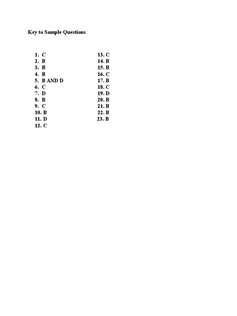 Sample Questions KEY | PDF