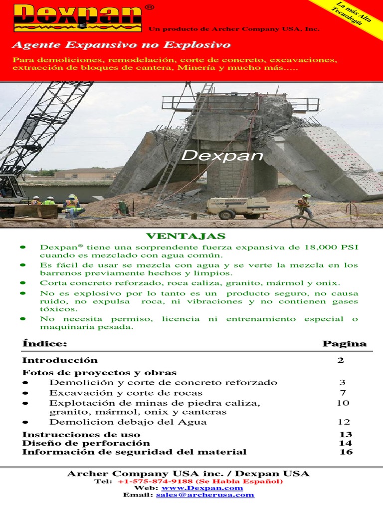 Dexpan Catalogo español | PDF | Demolición | Hormigón