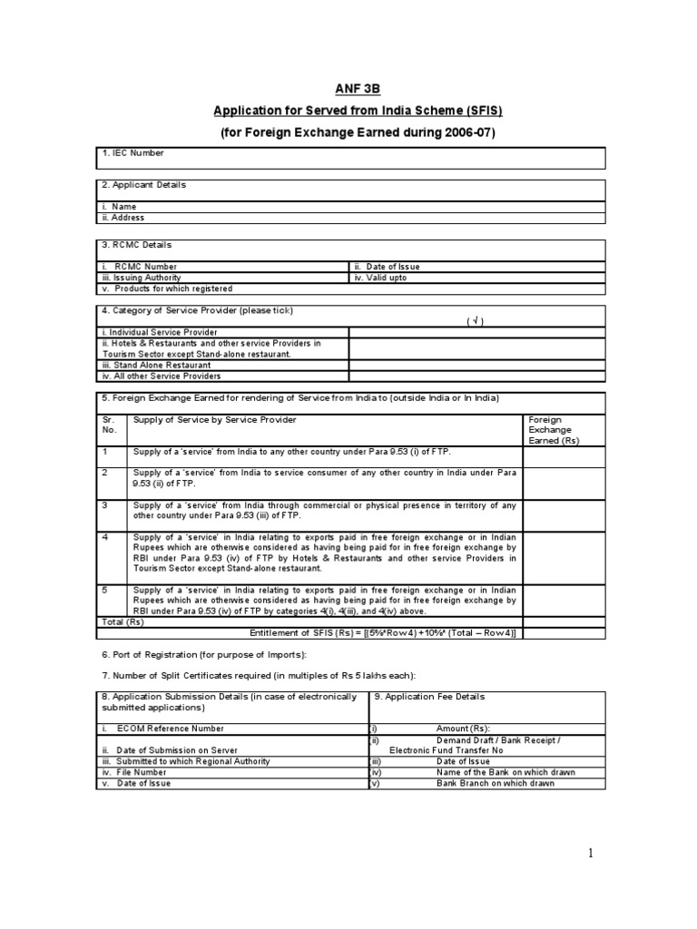 ANF 3B Application for Served From India | Accountant | Credit