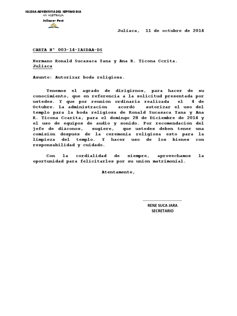 Carta de Bodas | PDF | Religión y creencia