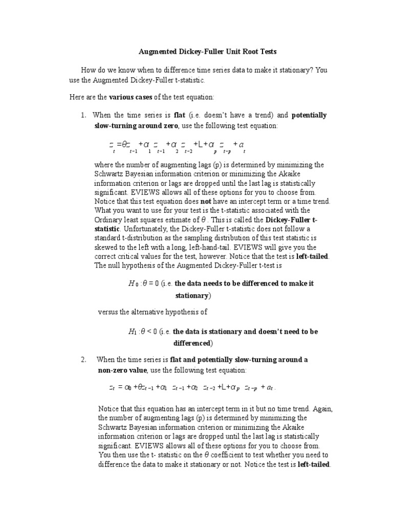 ADF Test | PDF | Student's T Test | Data Analysis