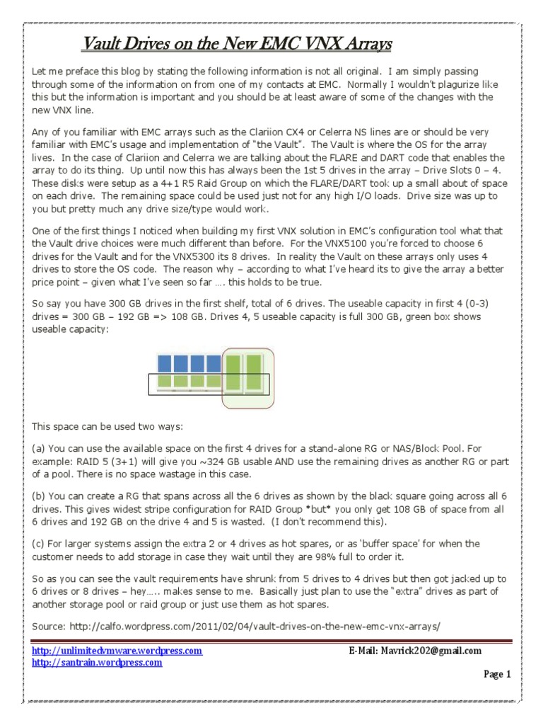 Vault Drives On The New Emc VNX Arrays | PDF | Digital Technology | Areas Of Computer Science