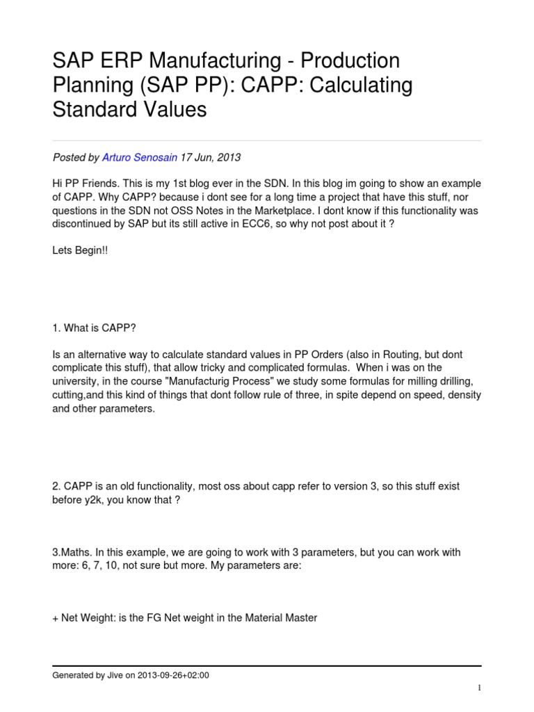 Capp Calculating Standard Values With Capp | PDF | Computing And ...