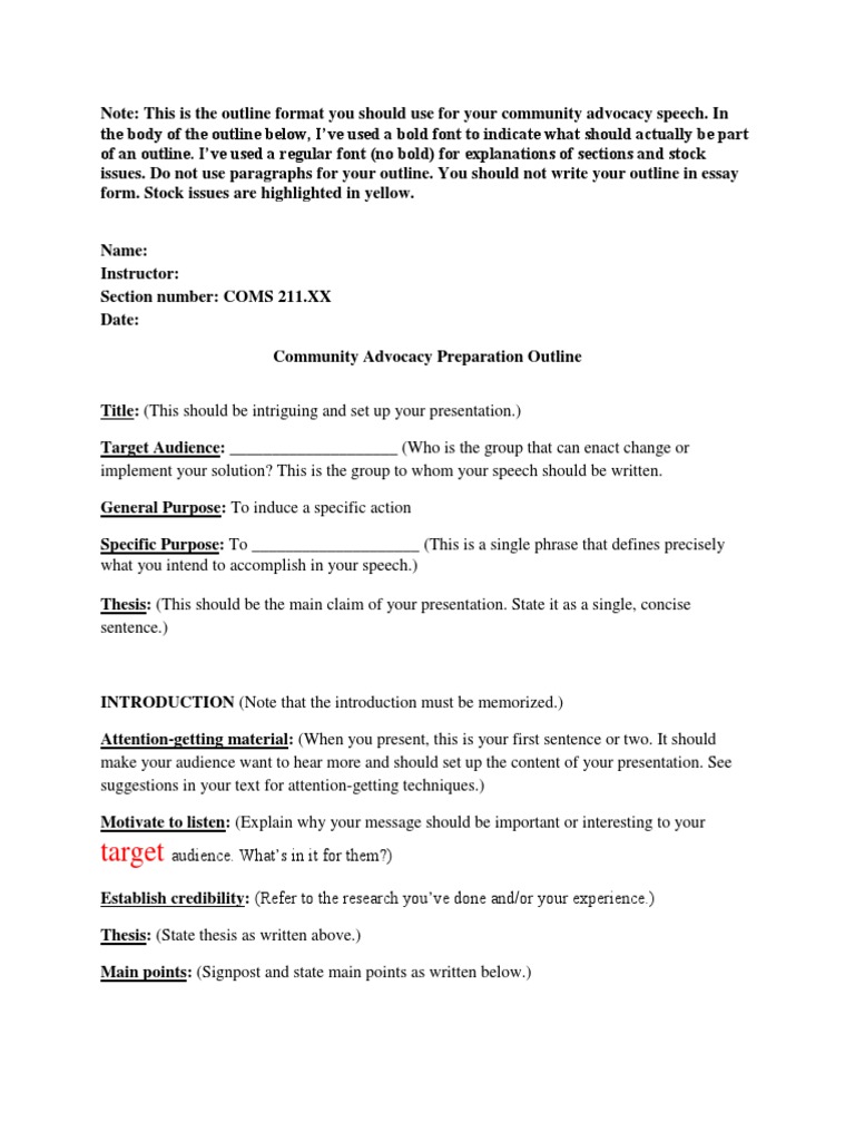 Community Advocacy Sample Outline | PDF | Cats | Rabies