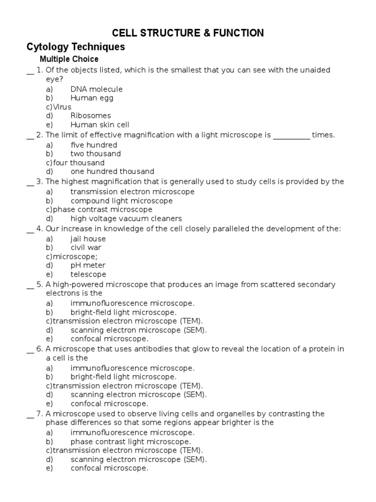 Cell Structure & Function - Questions | Cell Membrane | Cell (Biology)