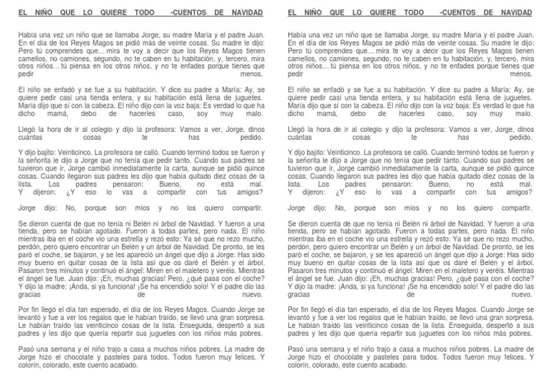 El Niño Que Lo Quiere Todo | PDF | Reyes Magos | Navidad