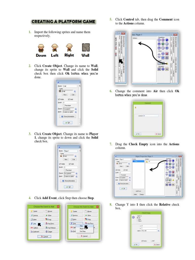 Creating A Platform Game 1 Change Its Sprite To Down And Click The