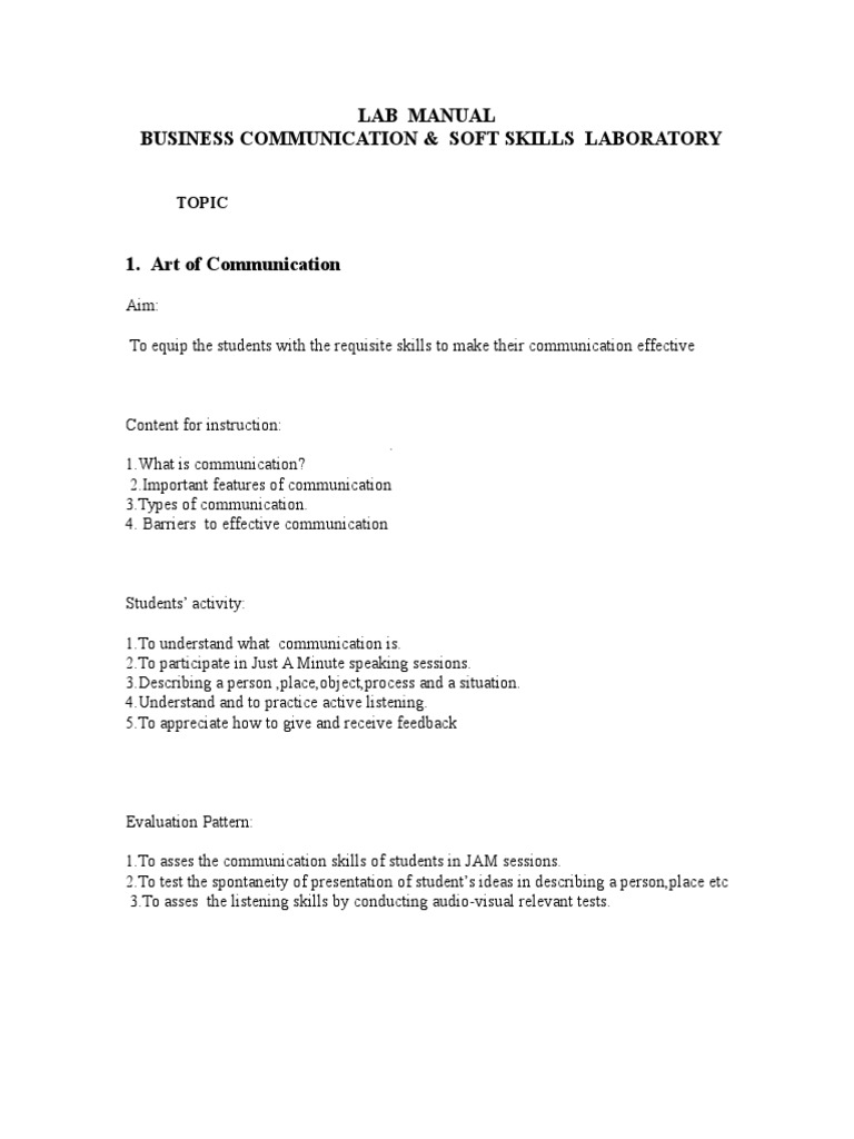 Business Communication Lab Manual | PDF | Etiquette | Emotions