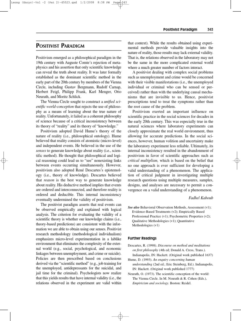 2008 Positivist Paradigm | PDF | Positivism | Reality