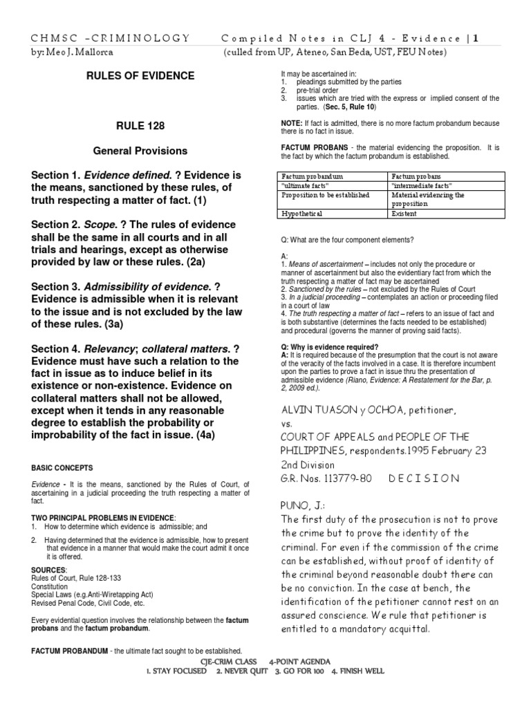 Lecture Note On Evidence | PDF