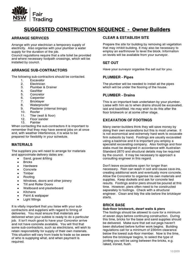 House Construction Sequence | PDF