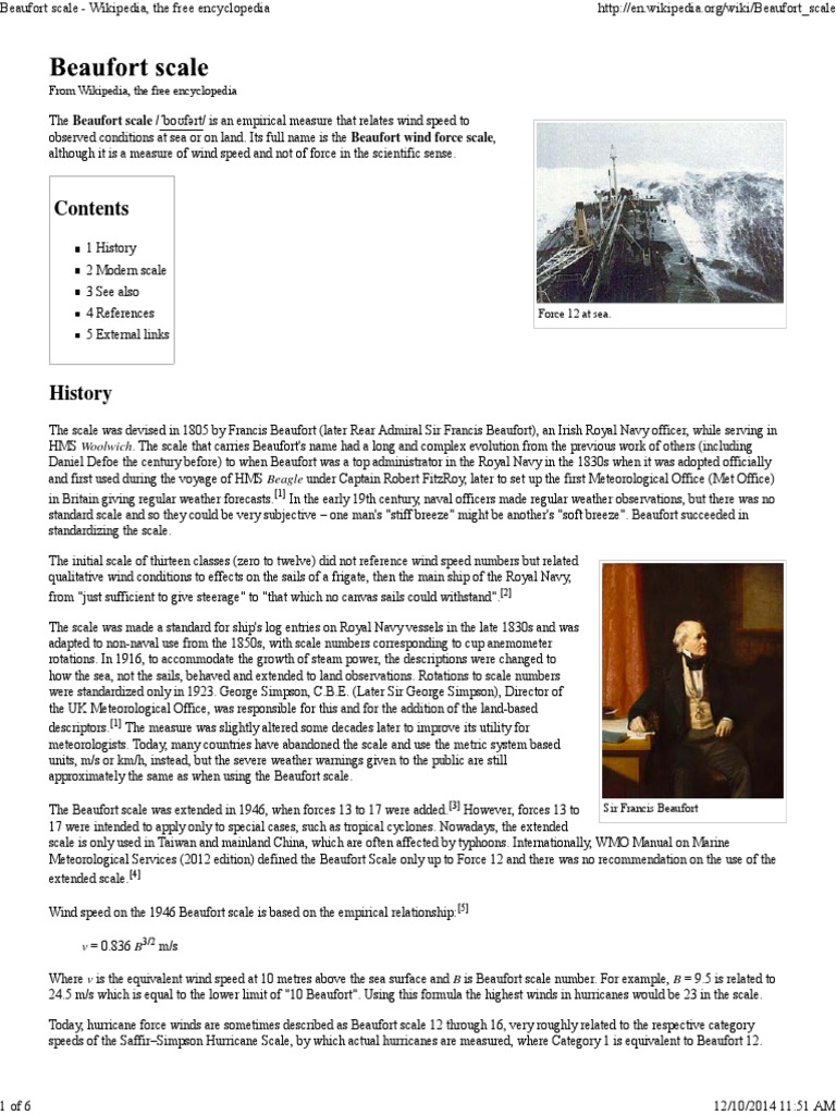 Beaufort Scale | PDF | Branches Of Meteorology | Meteorology