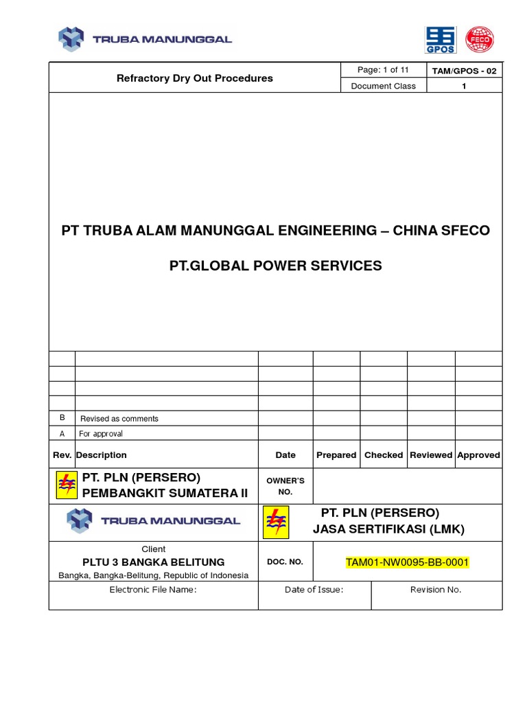 Refractory Dry Out Procedures | PDF | Boiler | Furnace