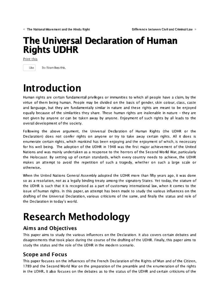The Universal Declaration of Human Rights UDHR | PDF