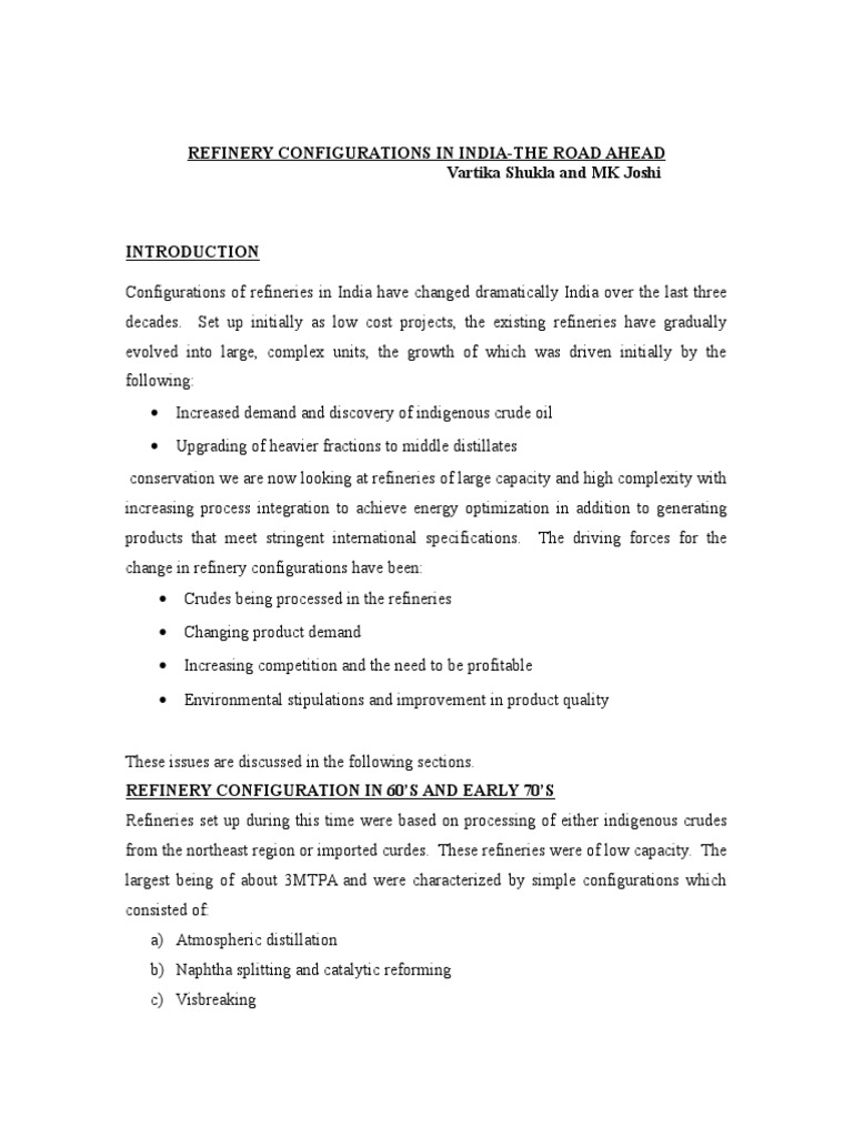 Refinery Configuration (With Figures) | PDF | Oil Refinery | Petroleum ...