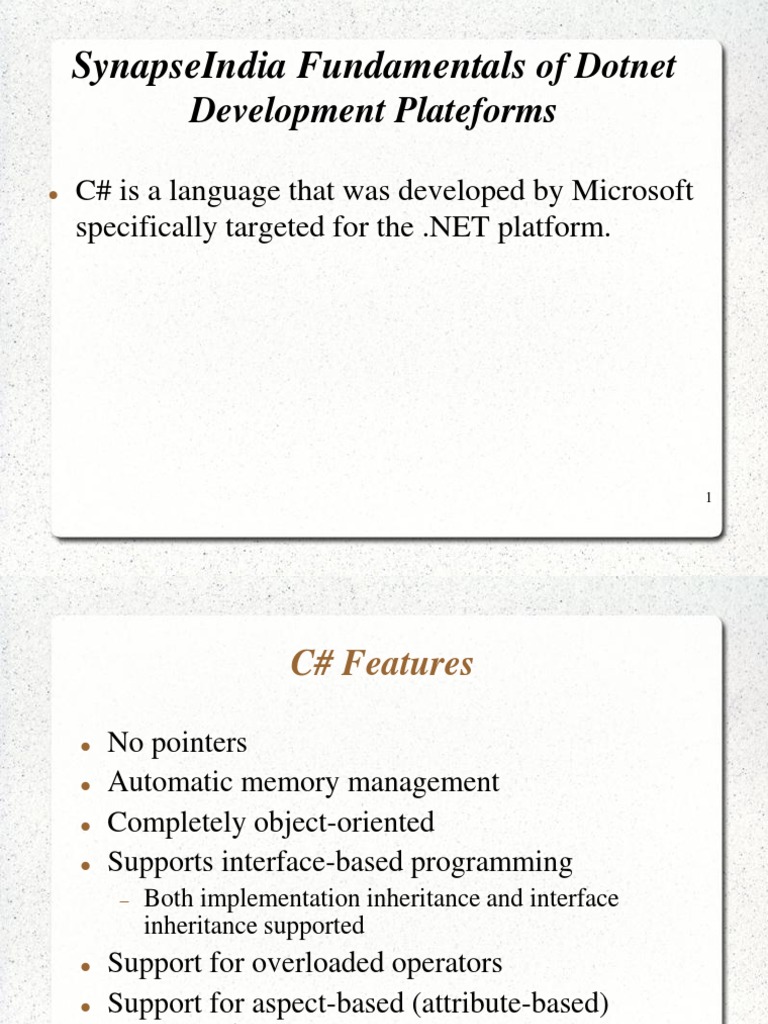 SynapseIndia Fundamentals of Dotnet Development Plateforms | PDF | Integer (Computer Science ...