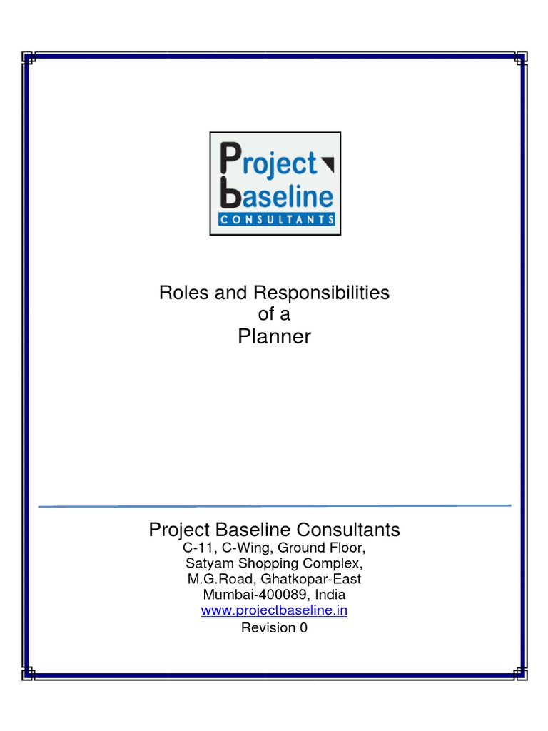 Planner Roles and Responsibilities Overview | PDF | Construction ...