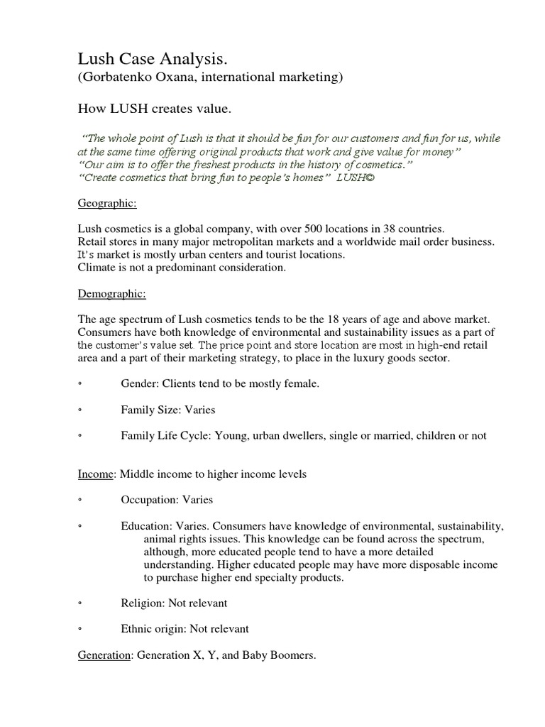 Lush Case Analysis | Download Free PDF | Luxury Goods | Brand