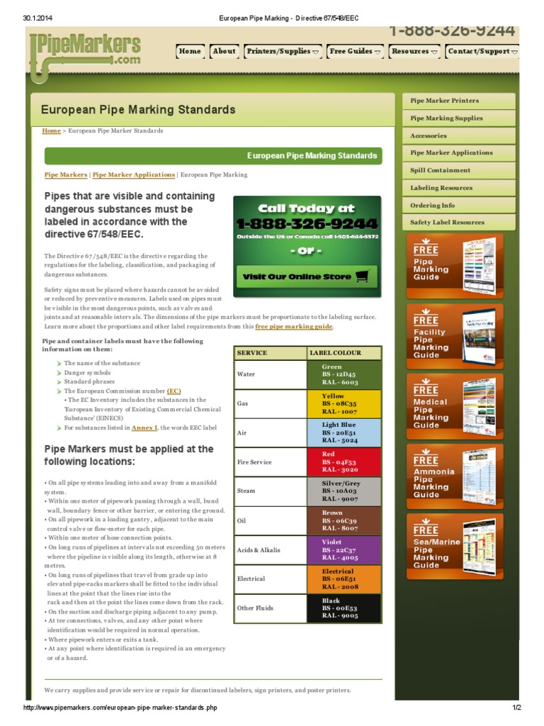 European Pipe Marking - Directive 67 - 548 - EEC | PDF | Hydraulic ...