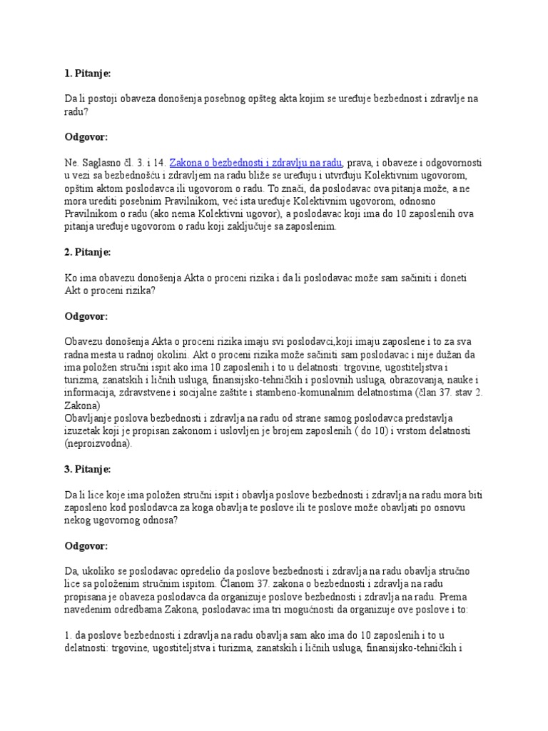 Pitanja I Odgovori-BZNR | PDF