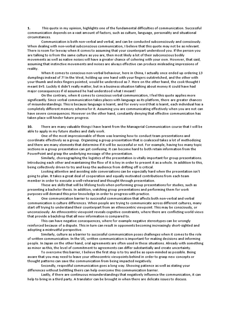 Managerial Communication Cheat Sheet@ | Download Free PDF | Nonverbal ...