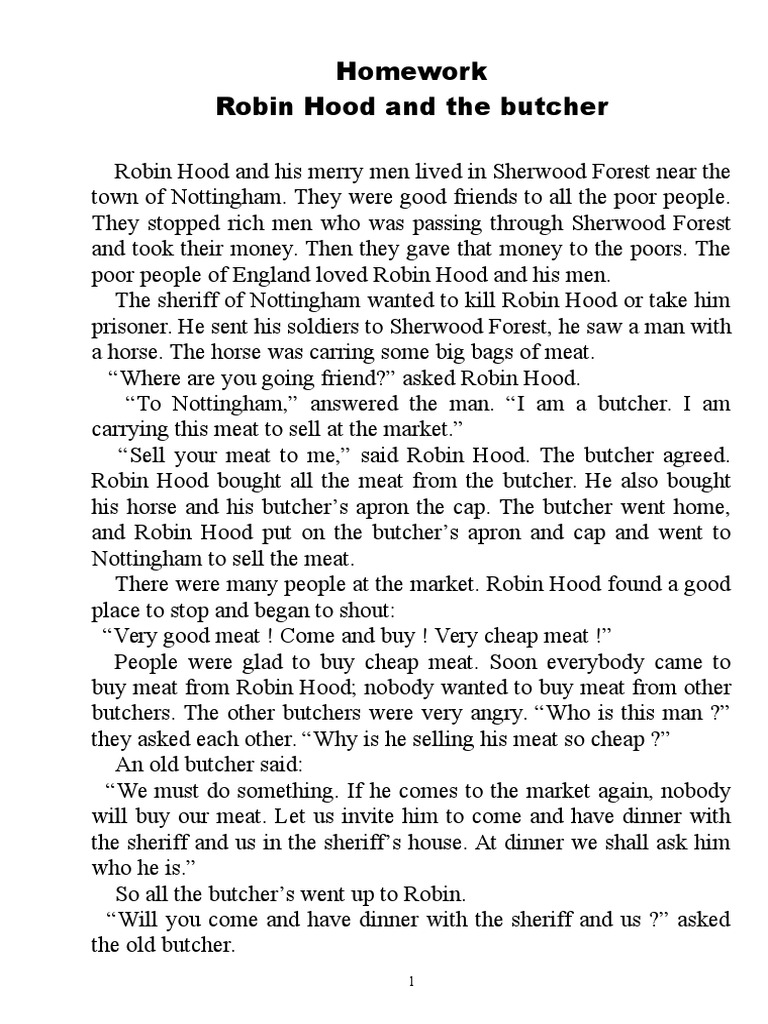 Homework Robin Hood and The Butcher | PDF | Robin Hood