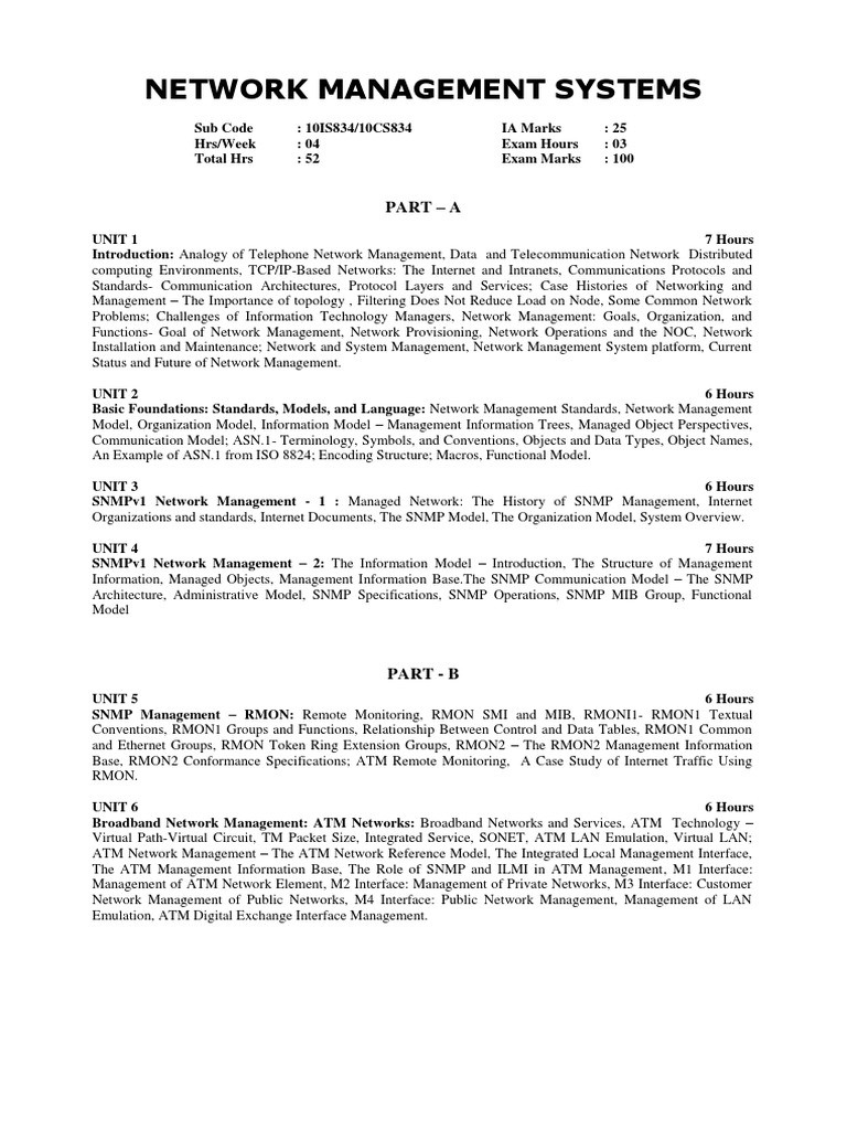 Vtu 8TH Sem Cse Network Management Systems Notes 10CS834 | PDF | Osi ...