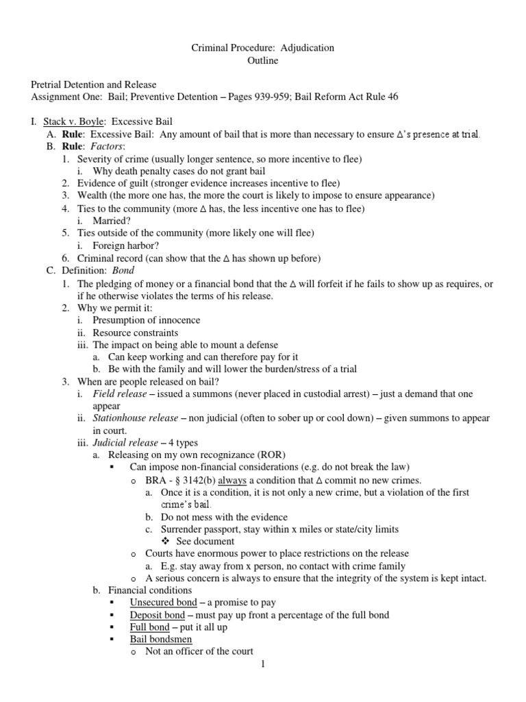 Adjudication Outline | PDF | Bail | Plea