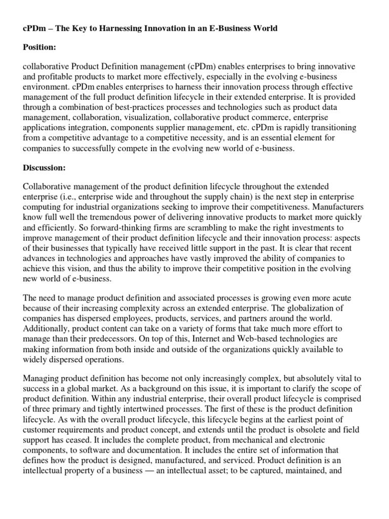 Collaborative Product Definition Management (CPDM) | PDF | Product ...