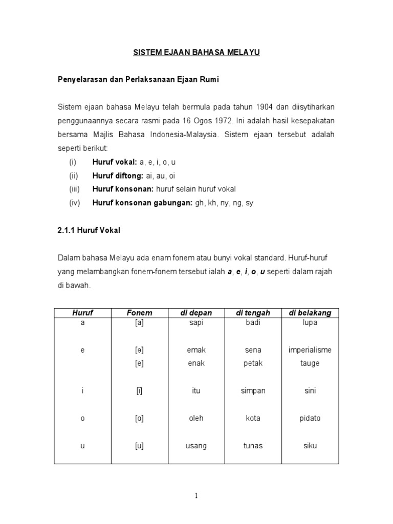 Siap Bm1 Sistem Ejaan | PDF