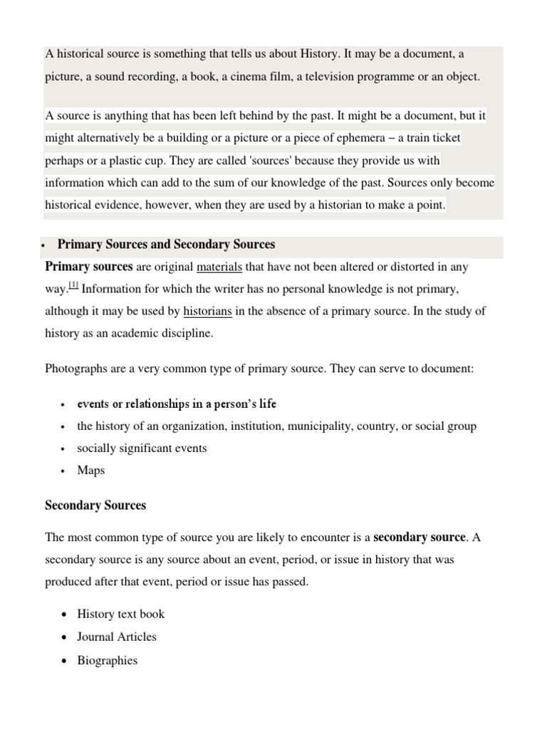 historical sources written or material source.docx | Primary Sources ...