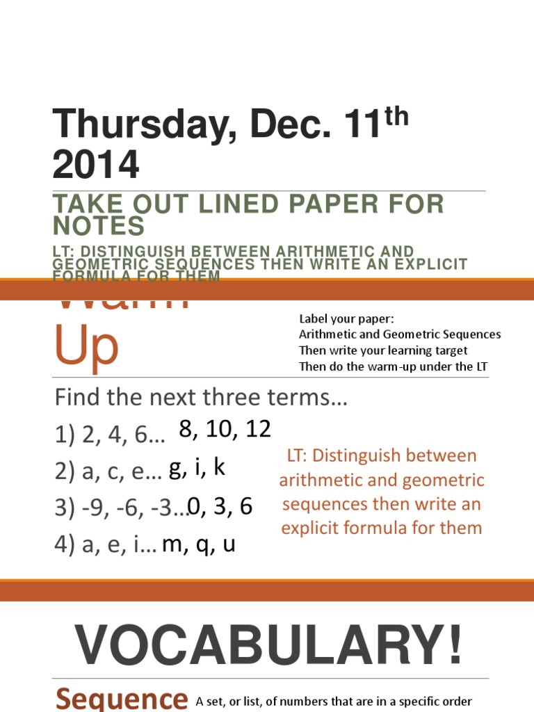 Day 29 - Arith and Geo Sequences | PDF | Science & Mathematics