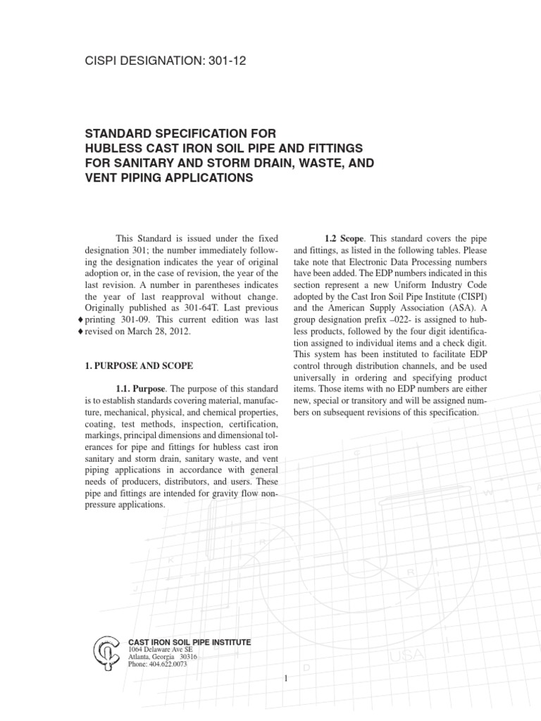 Cispi 301-12 | PDF | Pipe (Fluid Conveyance) | Casting (Metalworking)