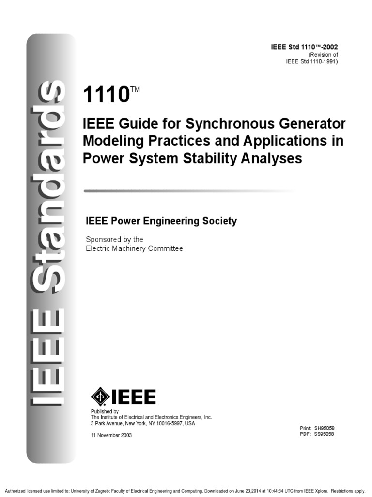 IEEE Guide For Synchronous Generator Modeling Practices and ...