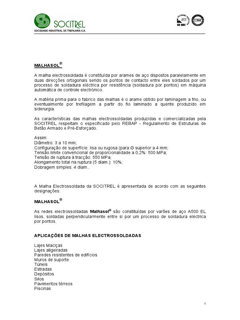 Malha Malhasol | PDF | Aço | Materiais