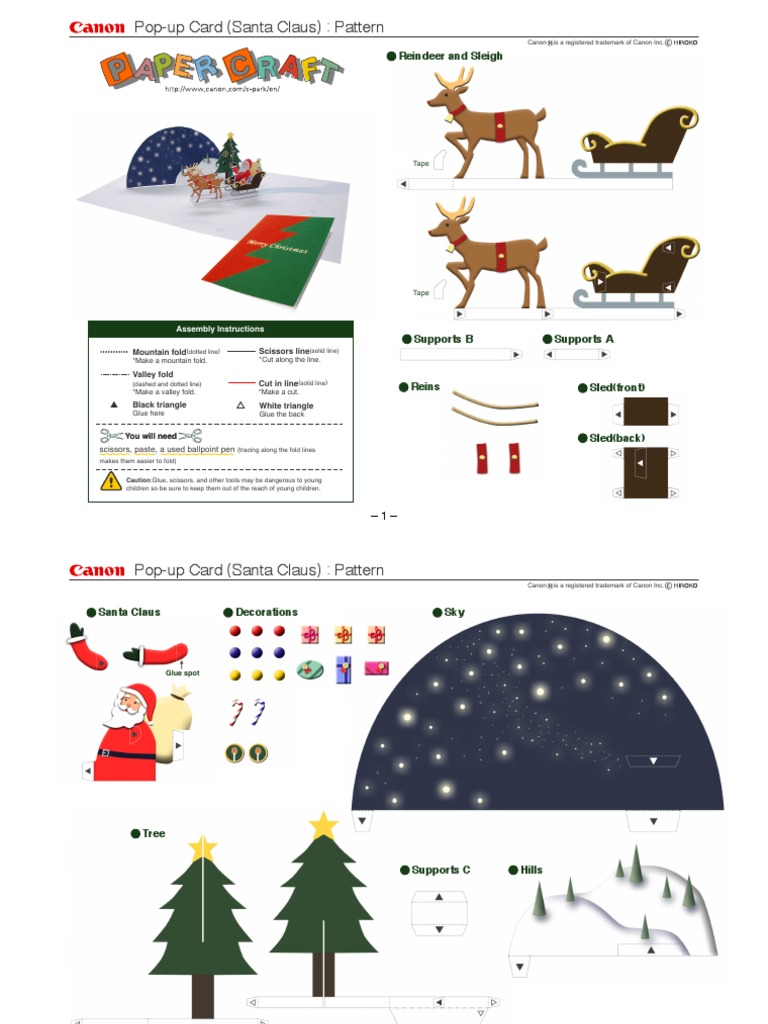 Santa Claus Pop-Up Card Pattern | PDF | Teaching Methods & Materials ...