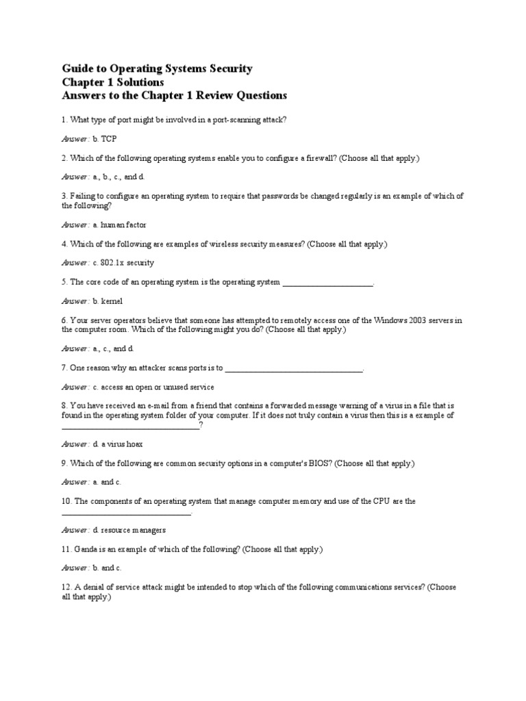 Guide To Operating Systems Security | PDF | Operating System | Computer ...